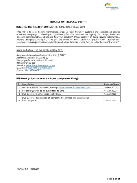 Rfq Document Pdf Request For Proposal Point Of Sale