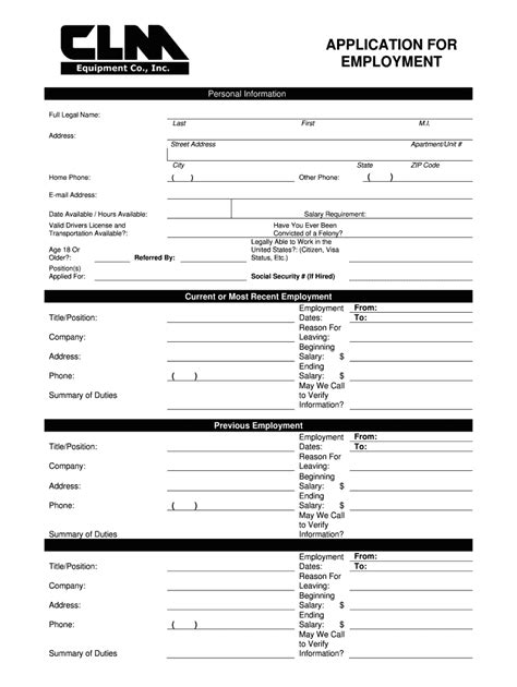 Fillable Online 1 C Clm Employment Application Fax Email Print Pdffiller