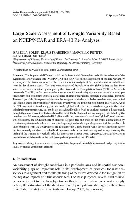 Pdf Large Scale Assessment Of Drought Variability Based On Ncepncar