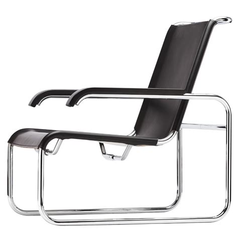 Thonet S 35 L Sessel Marcel Breuer Leder Schwarz Armlehnen Bauhaus