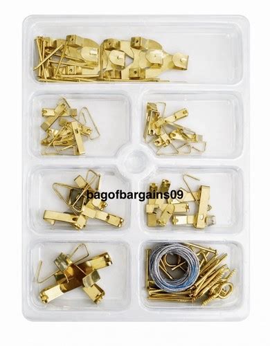 Picture Hooks Photo Hooks Frame Hanging Wall Hooks Kit Set Brass Eye