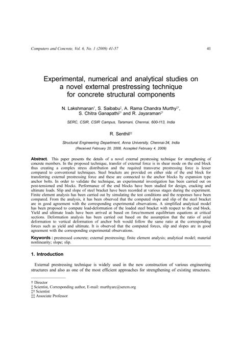 (PDF) Experimental, numerical and analytical studies on a novel external prestressing technique ...