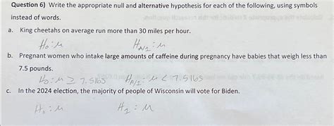 Solved Question Write The Appropriate Null And Chegg Com