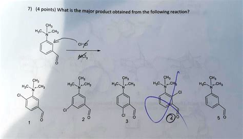 7 4 points what is the major product obtained from the following