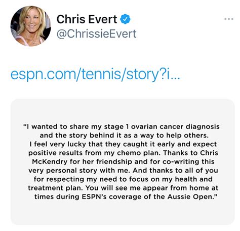 Tennis Legend Chris Evert Diagnosed With Ovarian Cancer BlacGoss