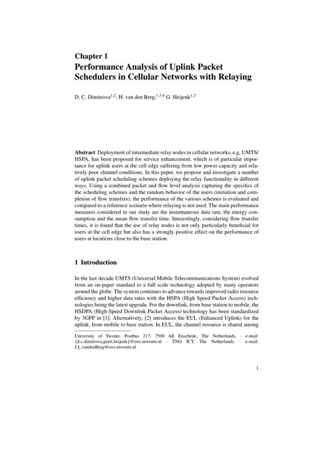 Pdf Performance Analysis Of Uplink Packet Schedulers In Cellular