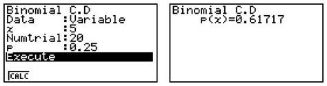 Cumulative Binomial Distribution Values From A Casio Cfx 9850g Plus Download Scientific Diagram