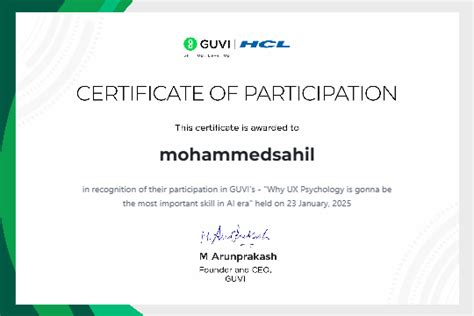 Guvi Certificate Mohammed Sahil