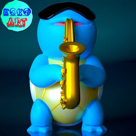 Stl File Squirtle With Saxophone 🎷 ・3d Printing Design To Download・cults