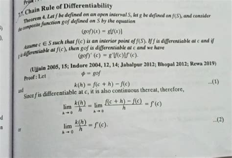 Hain Rule Of Differentiabilitytheorem 4 Let F Be Defined On An Open Int