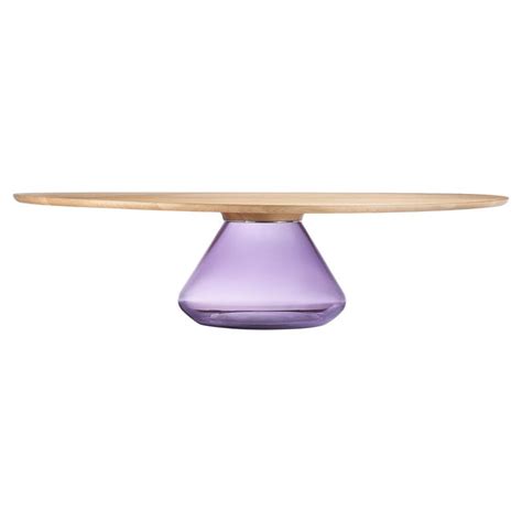 Charoite Eclipse Coffee Table Ft Hand Blown Glass And Natural Oak