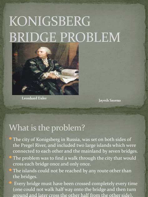 Konigsberg Bridge Problem Jayesh Saxena Leonhard Euler Pdf