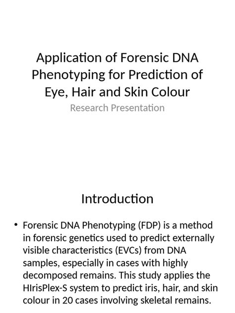 Forensic Dna Phenotyping Presentation With Images Pdf