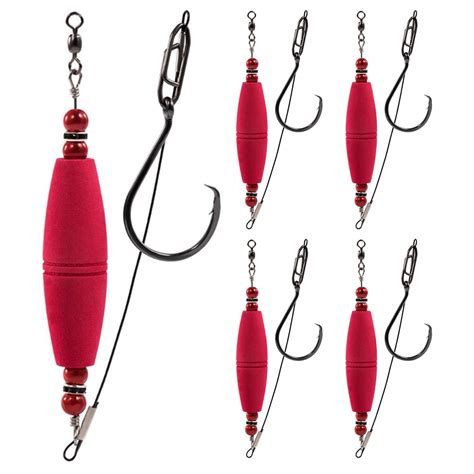 5pcs Catfish Float Rig Kit With Sharp Hook Crane Swivel Coated Line Sea