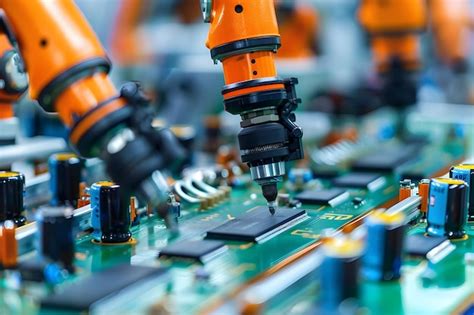 Premium Photo Automated Circuit Board Component Installation And