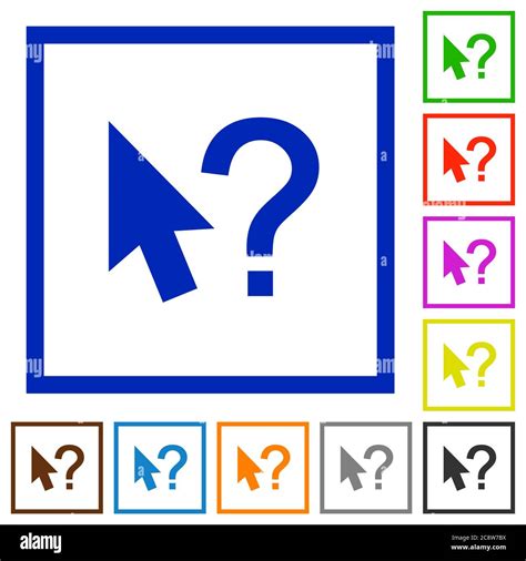 Set Of Color Square Framed Help Cursor Flat Icons Stock Vector Image And Art Alamy