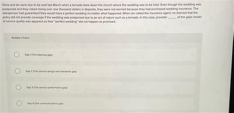 Solved Olivia And Lan Were Due To Be Wed Last March When A