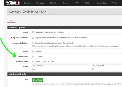 ipv4 is a pfsense router w a lan gateway using a 20 bits subnet
