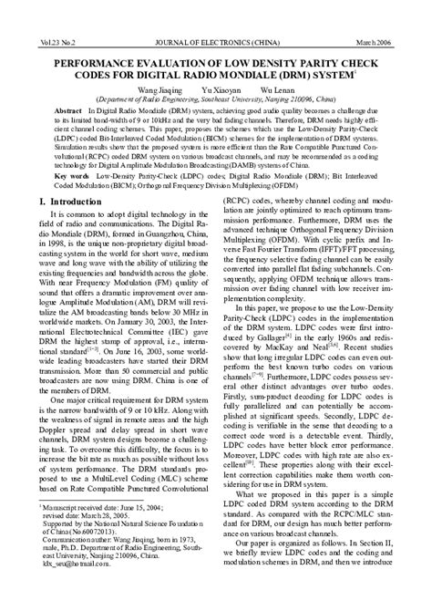 pdf performance evaluation of low density parity check codes