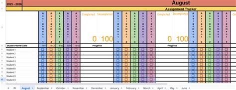 Digital Assignment Tracker By Steiners School Success Tpt