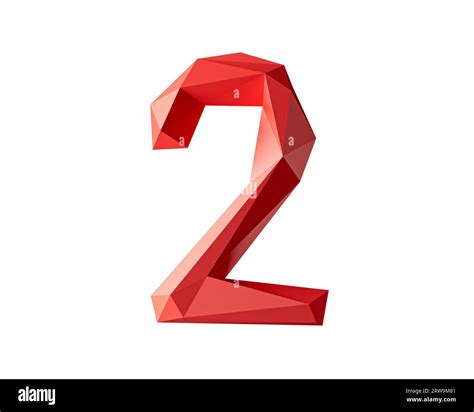 digit made of low poly red material 3d illustration of simple
