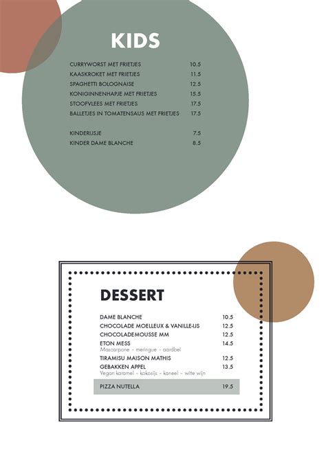 Menukaart — Maison Mathis