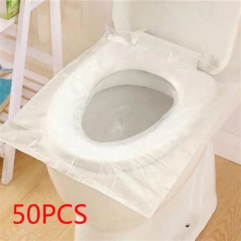 50pcs Disposable Plastic Toilet Seat Cover Waterproof And Non Slip