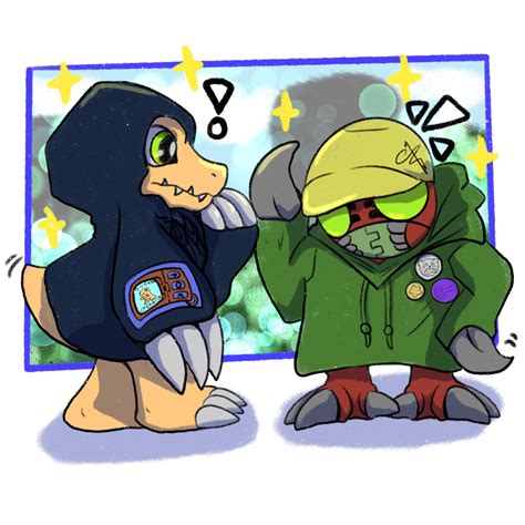 Agumon Tentomon Digimon Reptile Highres Claws Green Eyes Hat