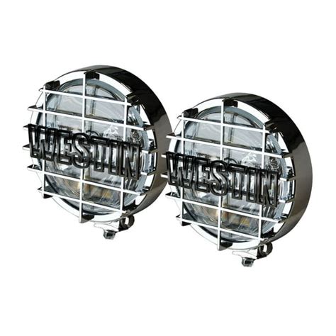 Westin Premier 6 In Quartz Halogen Off Road Lights W Grid Chrome Set Of Two Chrome