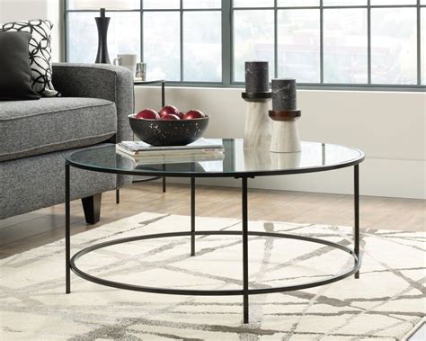 Hampstead Black Coffee Table With Glass Top And Black Metal Frame