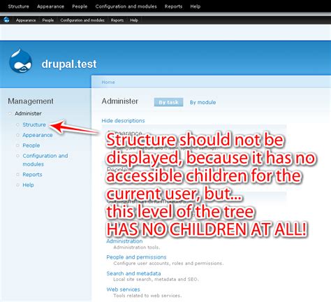 restrict access to empty top level administration pages [ 296693