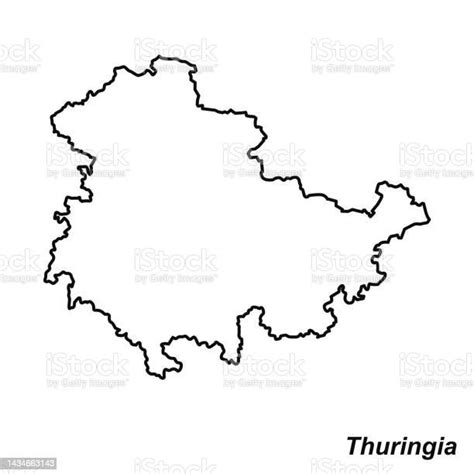 Thuringia Vector Line Map Stock Illustration Download Image Now Art