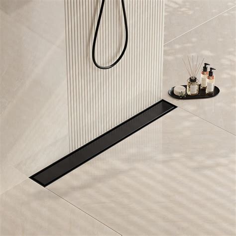 Neodrain 24 In Matte Black Linear Shower Drain With 2 In 1 Flat And Tile Insert Cover 304