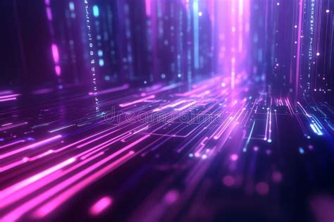 a modern abstract background showcasing a blend of digital circuits and light trails in electric