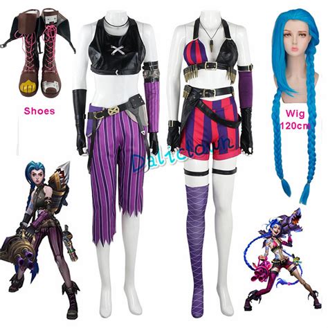 Купить Lol Jinx Косплей Костюм Крит Лоли Джинкс Аркан Косплей Наряд ...