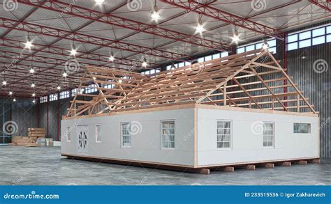 Workshop Assembly Of Modular Buildings Stock Image