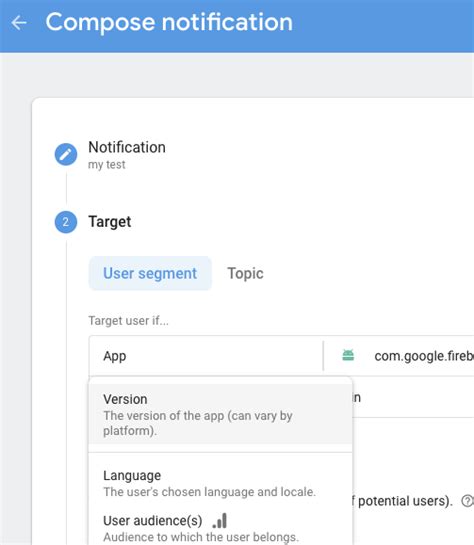 java send fcm to a particular version of your android app stack