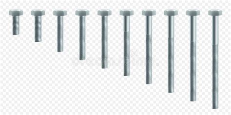 Set Of Steel Bolts And Hex Nut Isolated On White Background Stainless Steel Bolt And Nut Icon