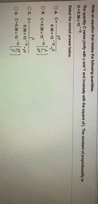 Solved Write An Equation That Relates The Following