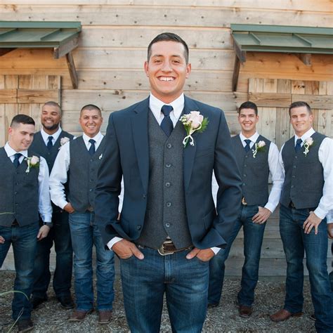 Country Wedding Groomsmen In Jeans And Vests 60 Photos
