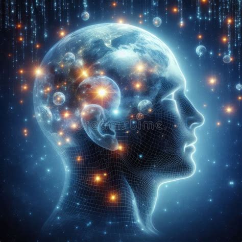 Digital Brain With Glowing Network And Stars Stock Image Image Of Connectivity Lights 329120543