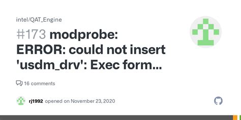 modprobe error could not insert usdm drv exec format error · issue