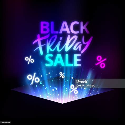 블랙 프라이데이 세일 배너 어두운 배경에 네온 빛나는 텍스트 벡터 광고 일러스트 레이 션 블랙프라이데이에 대한 스톡 벡터 아트 및 기타 이미지 Istock