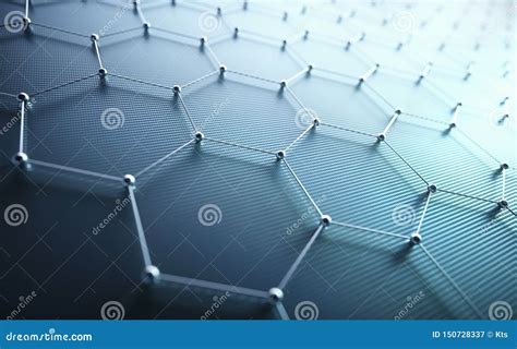 Abstract Hexagonal Atomic Connection Science Technology Stock