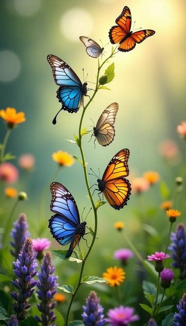 Free Fluttering Color Parade Image Butterflies Wildflowers
