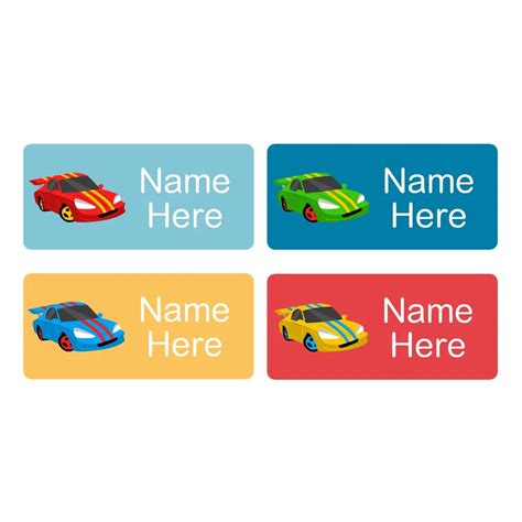 Racing Car Rectangle Name Label Dinkleboo Au