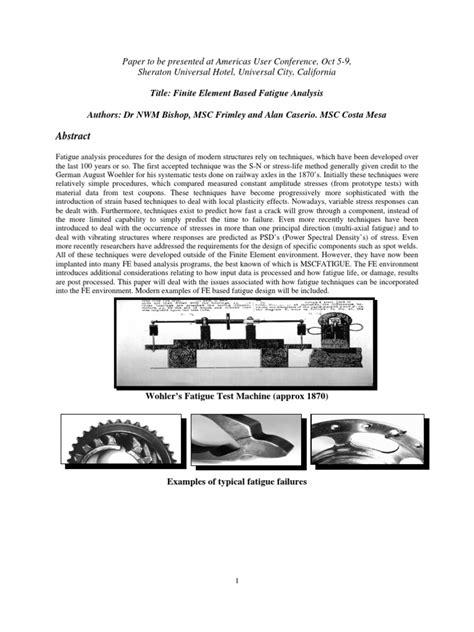 Pdf Finite Element Based Fatigue Analysis Dokumentips