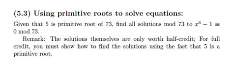 Solved Using Primitive Roots To Solve Equations Given Chegg
