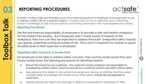 Reporting Procedures Actsafe Safety Association