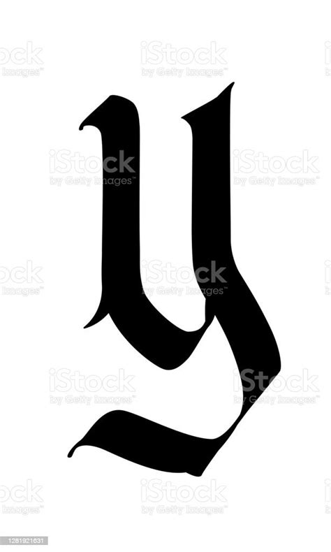 Letter Y In De Gotische Stijl Vector Alfabet Het Symbool Wordt Geïsoleerd Op Een Gouden